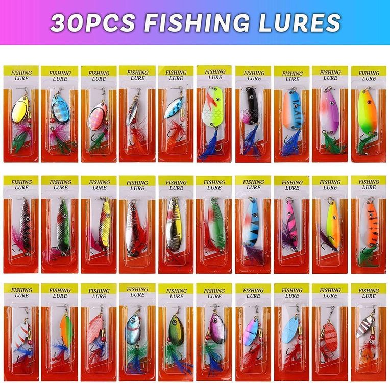 30x Forellenköder Kunstköder Set Angelköder Blinker Spinner (Neu und originalverpackt) in ...