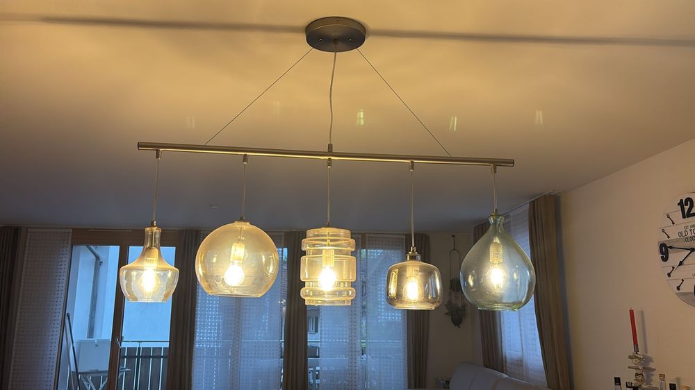 Hängelampe, Glas, 5-flammig (Abholung nur in 8215 Hallau) (Gebraucht) in Auenstein für CHF 100 ...