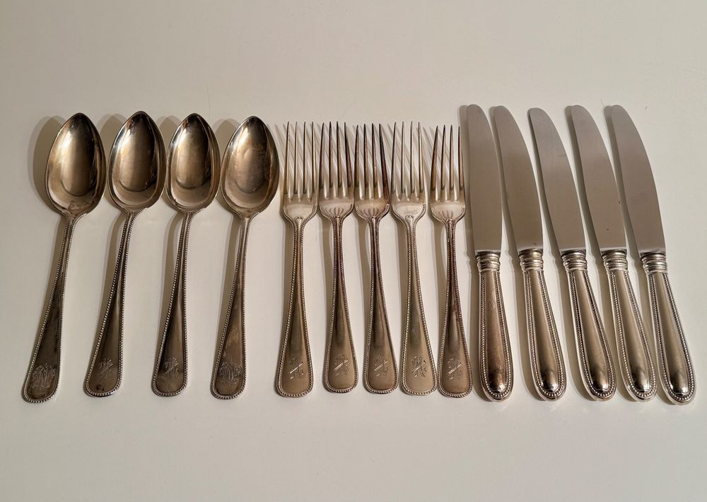 Silberbesteck Deutsch mit Gravur LS 800er Silber. 1003 Gramm (Gebraucht) in Zürich für CHF 580 ...