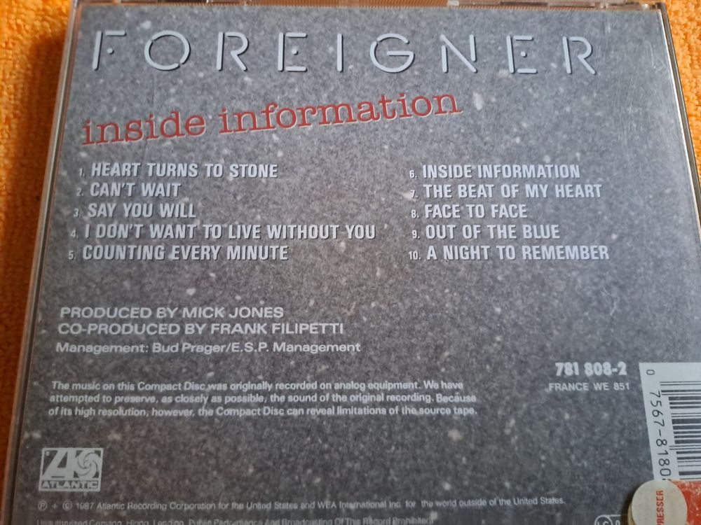 CD Foreigner Inside Information | Kaufen auf Ricardo