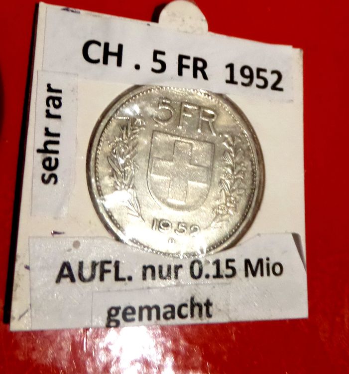 Gesuchter Rarer Alter SCHWEIZER 5Fr / 19052 SILBER Münze (Gebraucht) in Glis für CHF 19 – mit ...
