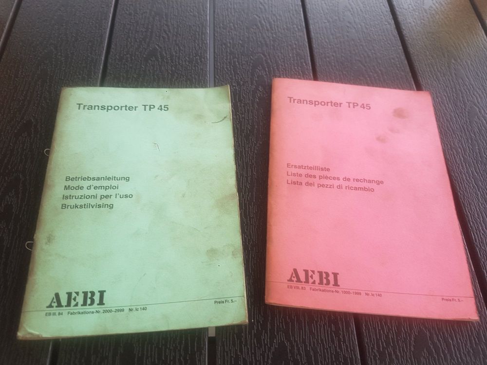 Aebi TP45 Ersatzteilliste/ Betriebsanleitung (Gebraucht) in Aeschlen ...