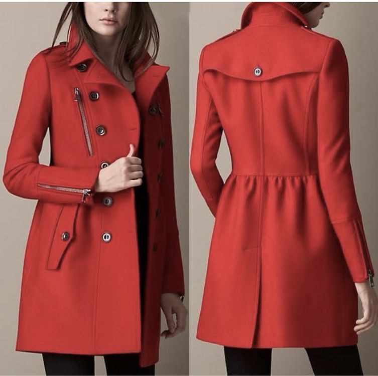 BURBERRY BRIT RED WOOL DOUBLE BREASTED COAT | Kaufen auf Ricardo