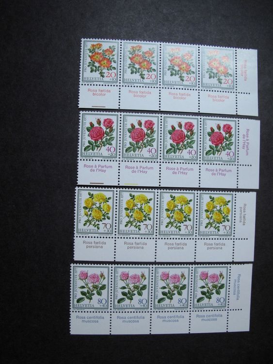 PJ 1977 Rosen 4er streif mit Eckrand ** (Gebraucht) in Wil SG für CHF ...
