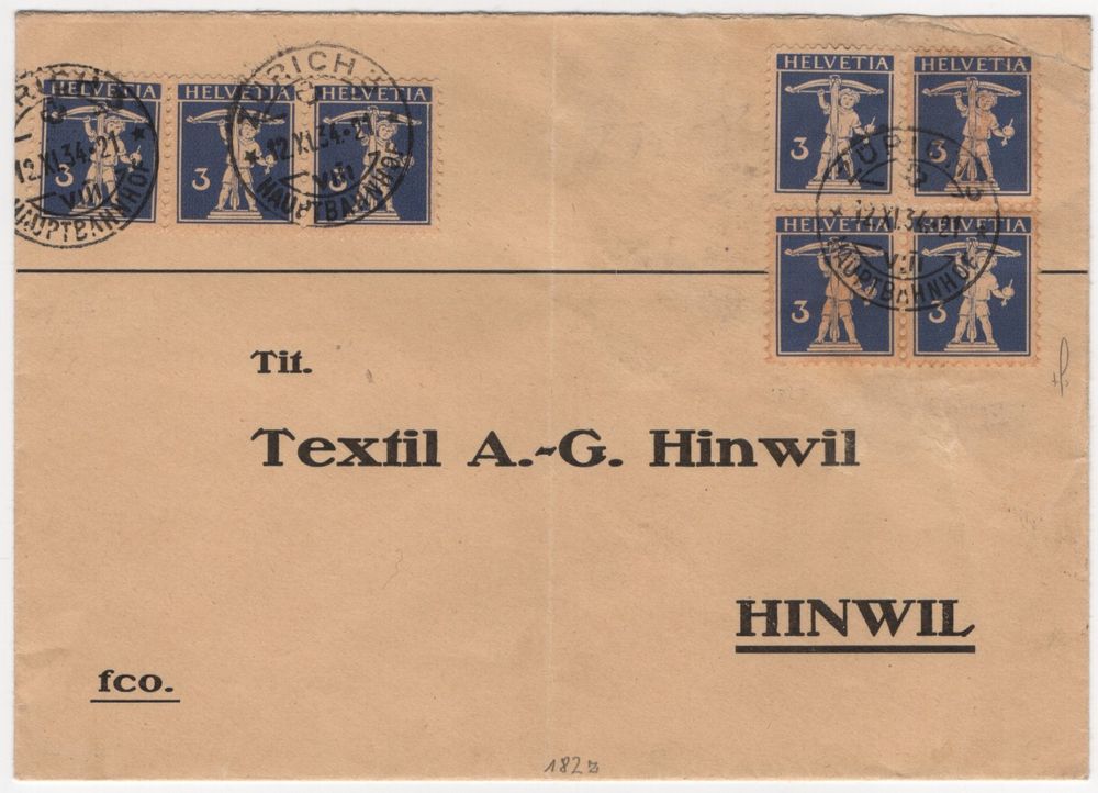 3 Rp. Tellknabe (geriffelt) - Brief mit Mehrfachfrankatur | Kaufen auf Ricardo