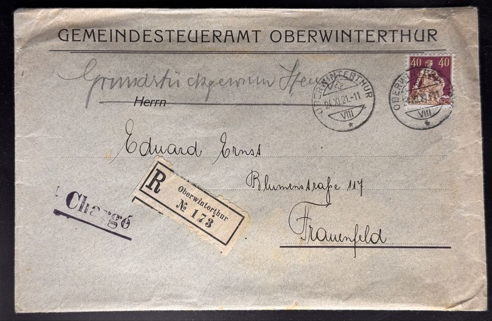 Alter Briefumschlag Oberwinterthur 1921 (Gebraucht) in Andwil SG für CHF 8 – mit Lieferung auf ...