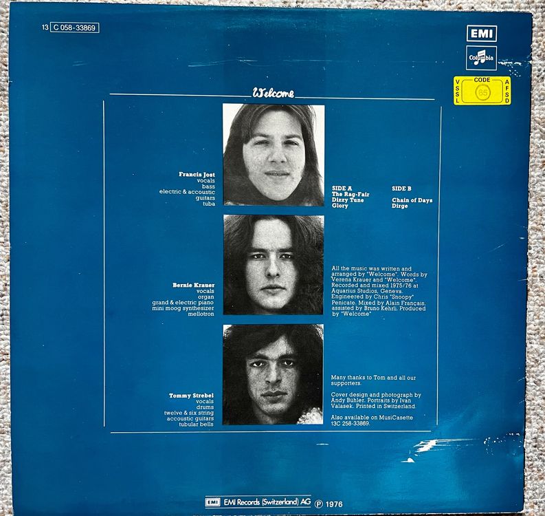 Welcome – Swiss Prog Rock- first Edition LP GEWASCHEN (Gebraucht) in ...