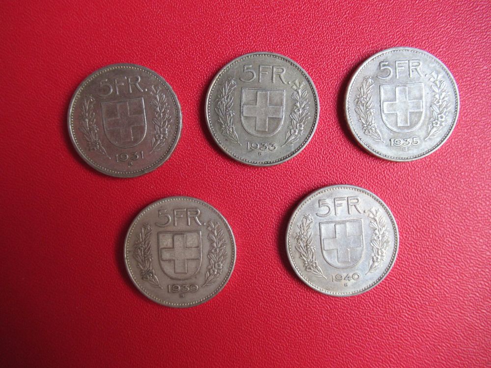 5 FRANKEN SILBERMÜNZEN SET MIT 5 MÜNZEN (Gebraucht) in Moosseedorf für CHF 59.9 – mit Lieferung ...