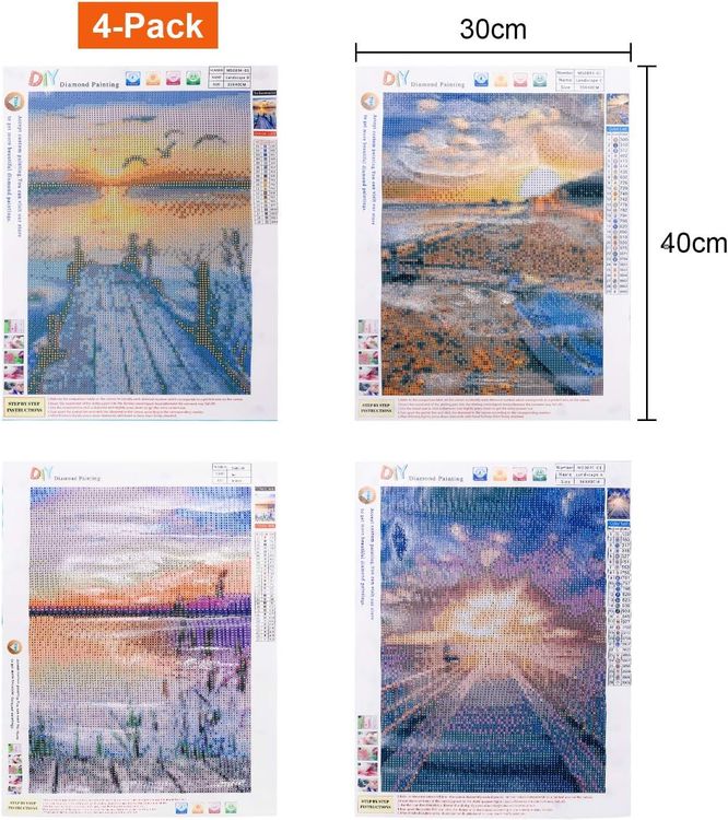 Diamond Painting Set 4 Stück Sonnenuntergang am Meer 5D DIY (Neu (gemäss Beschreibung)) in Thun ...