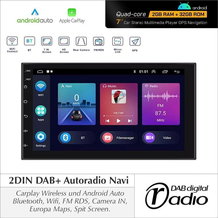 2 DIN DAB+ Autoradio Carplay 32GB 2GB (Neu und originalverpackt) in Chiasso für CHF 200 – mit ...