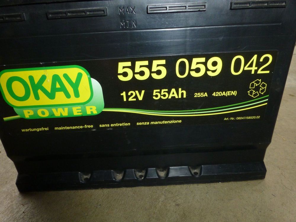 Autobatterie OKAY 12V 55Ah 255A 420A(EN) | Kaufen auf Ricardo