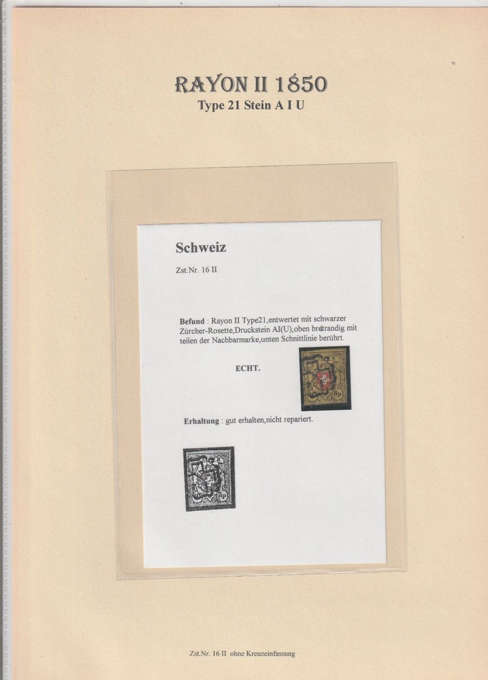 Schweiz-Rayon II 1850,Zst.Nr.16II mit Zürcher Rosette entw. (Gebraucht ...