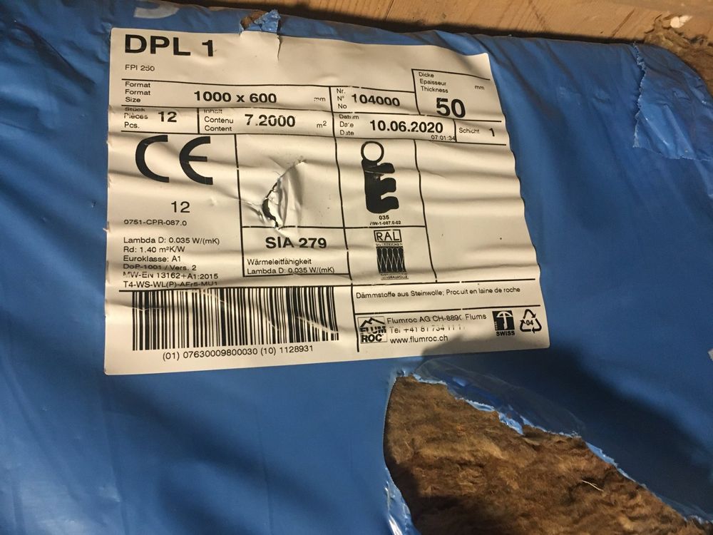 Flumroc Isolation Dämmstoff aus Steinwolle Restposten | Kaufen auf Ricardo