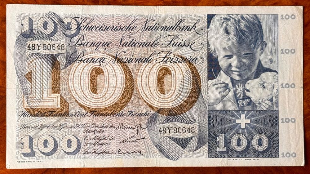 Banknote 100 Franken 21. Januar 1965 | Kaufen auf Ricardo