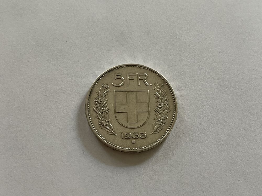 Moneta 5 franchi svizzeri in argento 1933 | Kaufen auf Ricardo