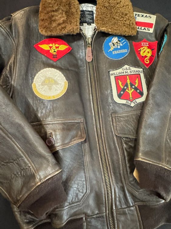 VINTAGE AVIREX TYPE G-1 "TOP GUN" LEATHER FLIGHT JACKET SZ:M (Gebraucht ...
