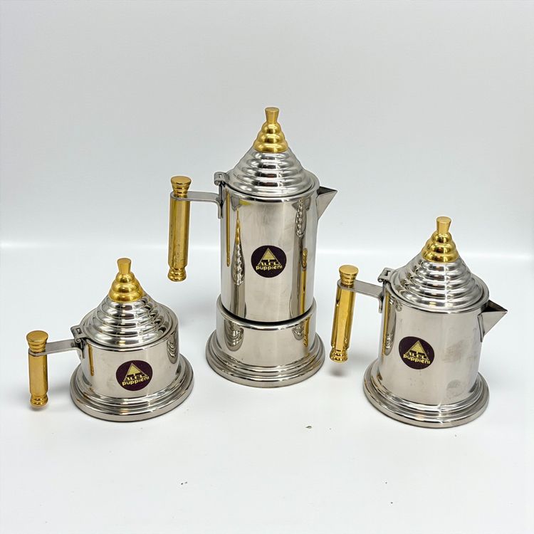 ALPU F.lli Puppieni Ensemble Espresso Italien Inox Or 3 pcs. (D ...