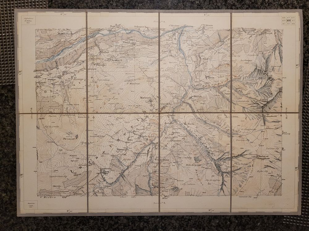 SWISSTOPO Karte LUMNEZ ILANZ OBERSAXEN LUMBREIN VILLA 1857 (Gebraucht) in Oetwil am See für CHF ...