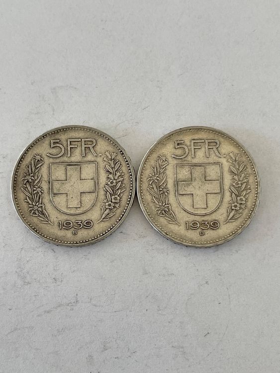 2 stk. 5.- silber 1939 (18) (Gebraucht) in Bonstetten für CHF 17 – mit Lieferung auf Ricardo kaufen