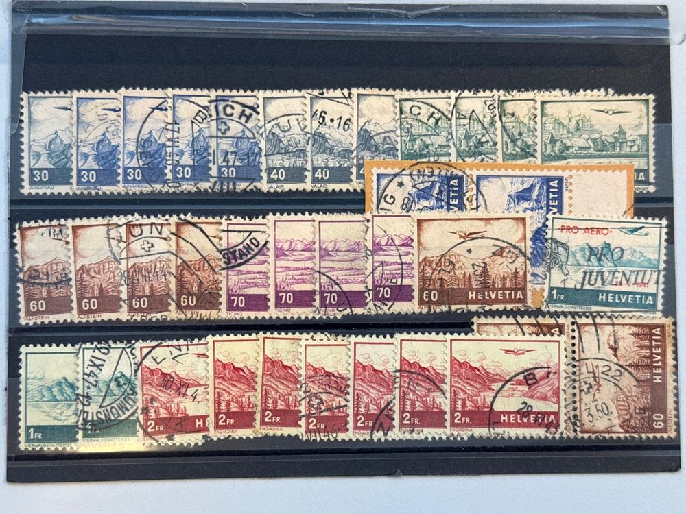 1941, Landschaften und Flugzeuge Lot, gestempelt (Gebraucht) in Küssnacht am Rigi für CHF 16 ...