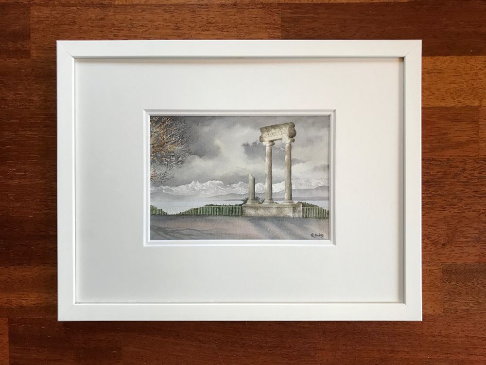 Aquarelle originale peinture Piliers Romains, Nyon, Suisse (Neu und originalverpackt) in Gland ...