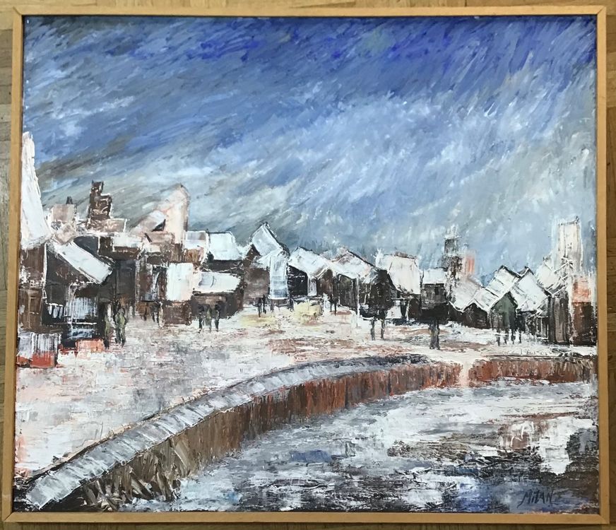 Grosse Abstrakte Gemälde Hause mit See Signiert MILAN (Gebraucht) in Root für CHF 20 – mit ...