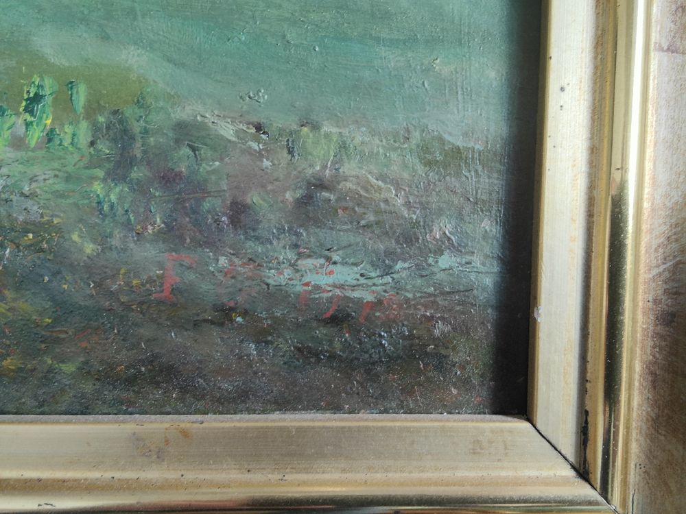 Tableau ancien 1912 signé "Jument et cheval ongre" peinture (Gebraucht) in Tramelan für CHF 200 ...