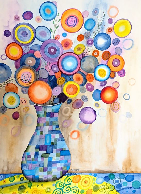 Original Aquarell Fantasie Blumenstrauss Bild (Neu und originalverpackt) in Wittenbach für CHF ...