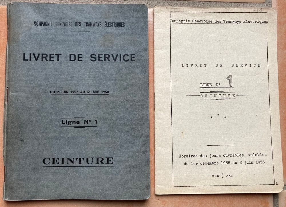 CGTE - Livret de service Ligne N° 1 Ceinture -1955-58 (Gebraucht) in Versoix für CHF 15 – mit ...