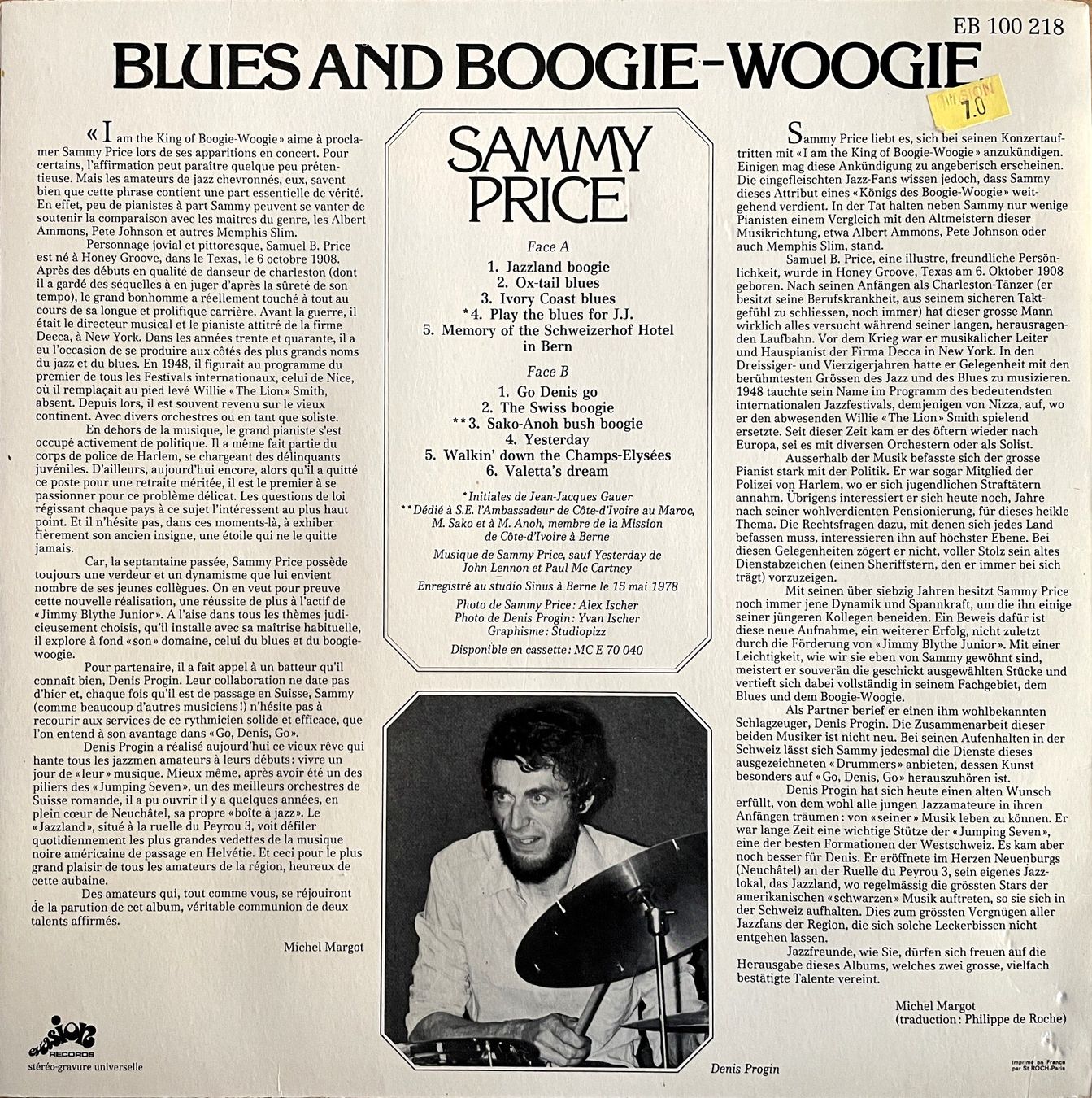 Sammy Price Blues & Boogie Woogie - Top Zustand CH Pressung (Gebraucht ...