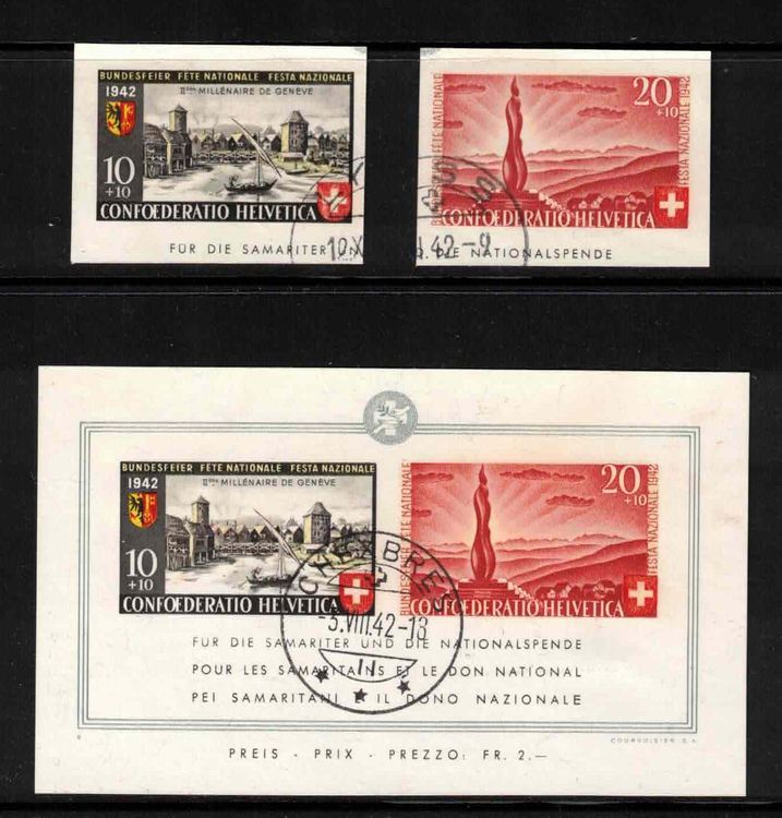 1942 Bundesfeier Block B19 plus Ausschnitte B17 und B18 ʘ (Neu (gemäss Beschreibung)) in Nuglar ...
