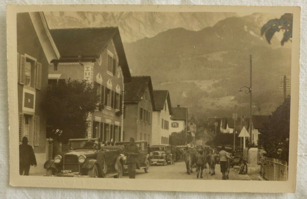AK MAIENFELD GR, Gasthof FALKNIS, Oldtimer, Viehherde belebt (Gebraucht) in Wallisellen für CHF ...