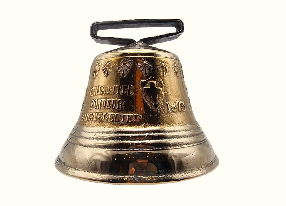 Antike Chiantel Glocke mit Lederriemen 1873 Swiss Showglocke (Gebraucht ...