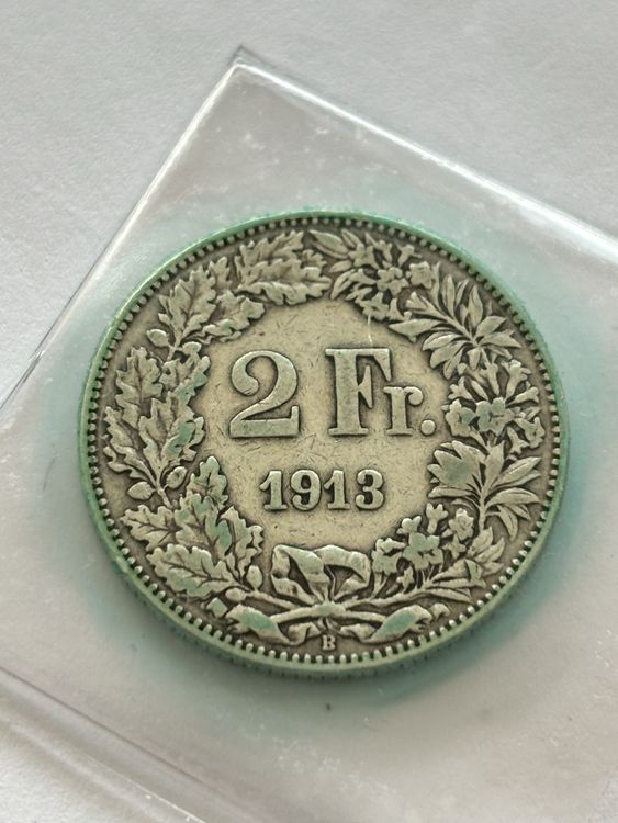 Seltene Silbermünze 2 Fr. Helvetia 1913 B (Gebraucht) in Langnau am Albis für CHF 6.5 – mit ...