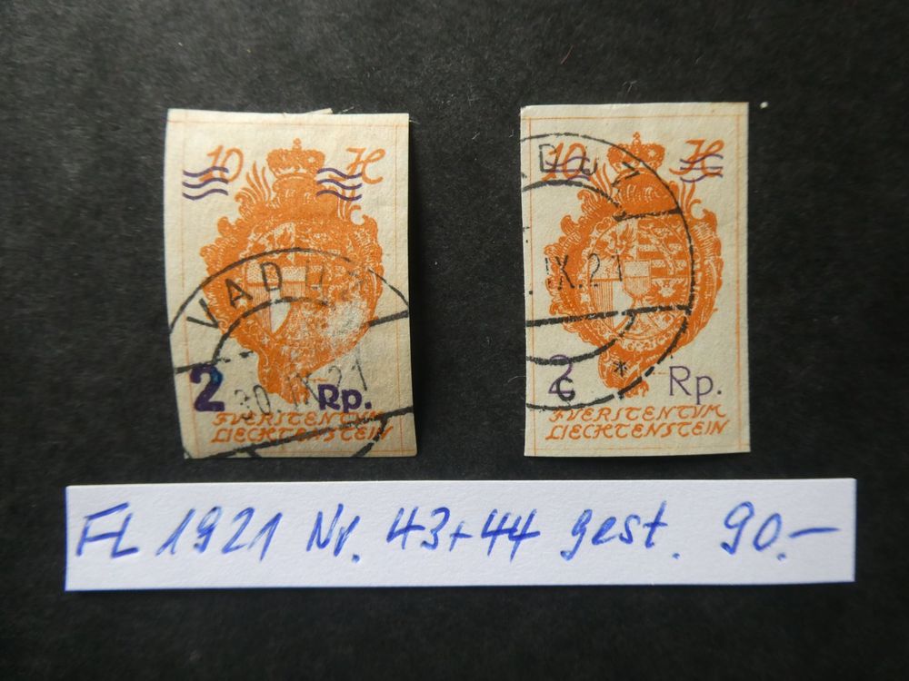FL 1921 Nr. 43+44 gestempelt (Gebraucht) in Lausen für CHF 13.5 – mit Lieferung auf Ricardo kaufen