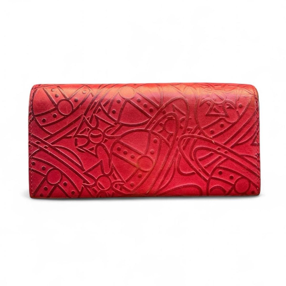 Vivienne Westwood Red Embossed Leather Long Wallet With Orb (Gebraucht ...