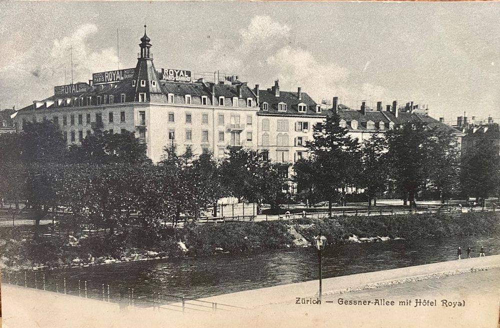 1908 - Antike AK Zürich - Hotel Royal & Gessner Allee (Gebraucht) in Root für CHF 2 – mit ...