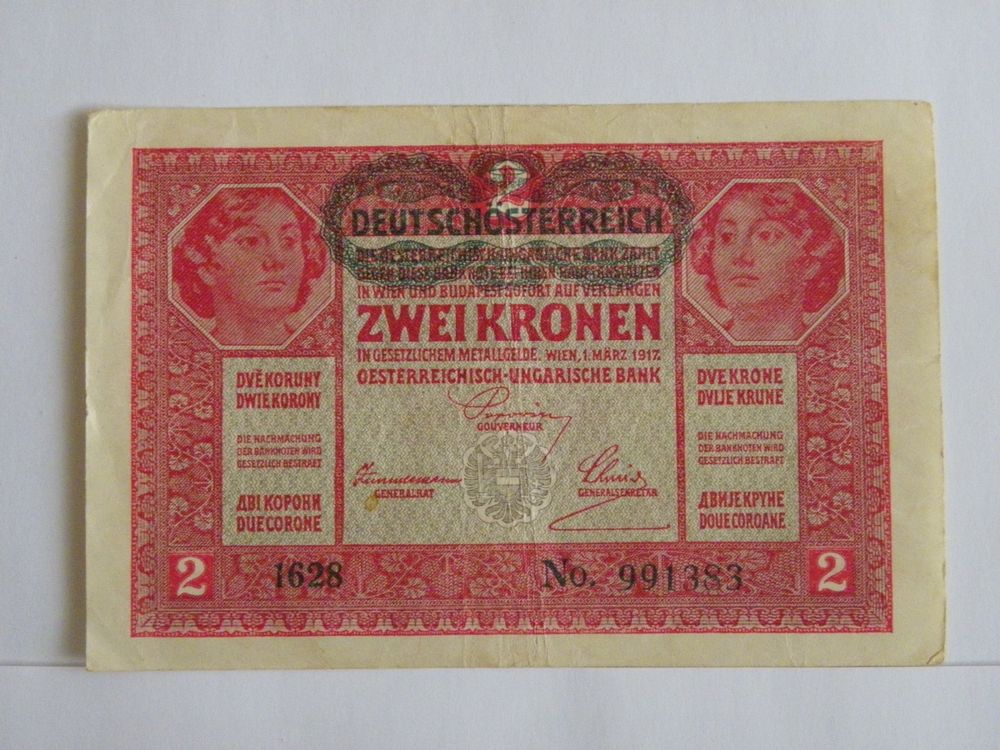 Alte 2 Kronen Note von 1917 - Historisches Sammlerst (Gebraucht) in ...