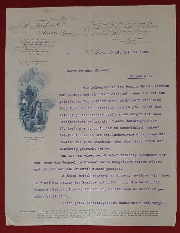 Aarau 1908 - A. Trüb & Cie - Litho Briefkopf | Kaufen auf Ricardo