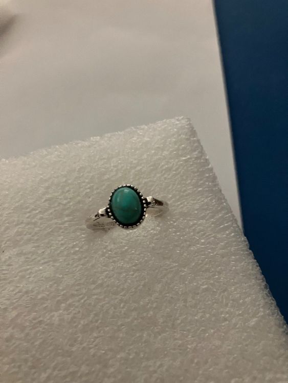 Modeschmuck, Hübscher Ring mit türkisf. Stein, silberf.Einf. (Neu (gemäss Beschreibung)) in ...