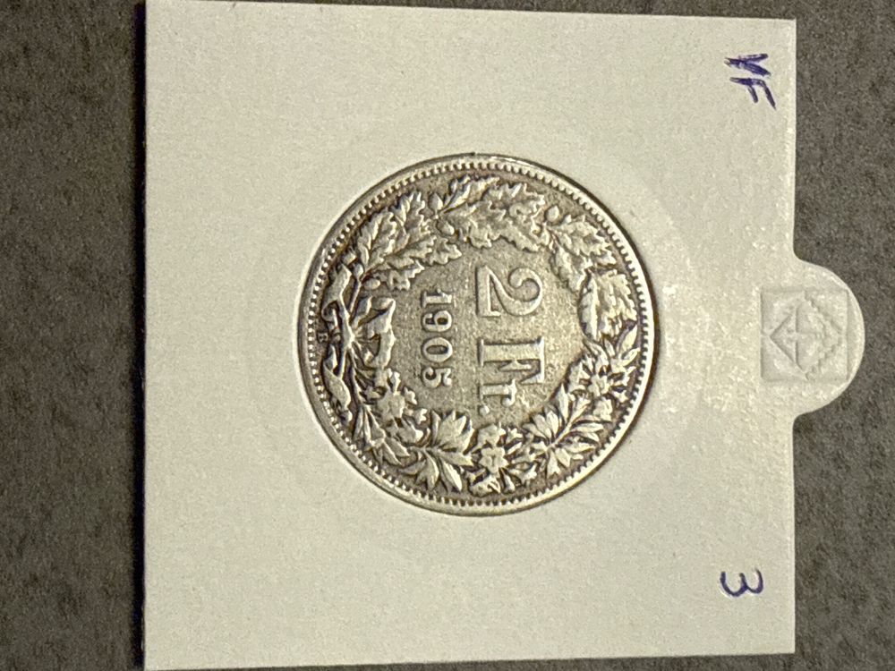 Swiss 2 franc 1905 Silver Coin (D'occasion) à Pully pour CHF 32 – avec ...
