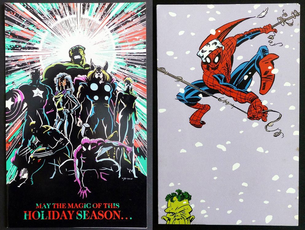SPIDER-MAN WOLVERINE THOR 2 HOLIDAY XMAS CARDS 1990'S MARVEL (Neu ...
