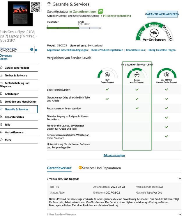 Lenovo ThinkPad T14s Gen 4/16/512/AZERTY/GARANTIE bis 2027 (Gebraucht ...