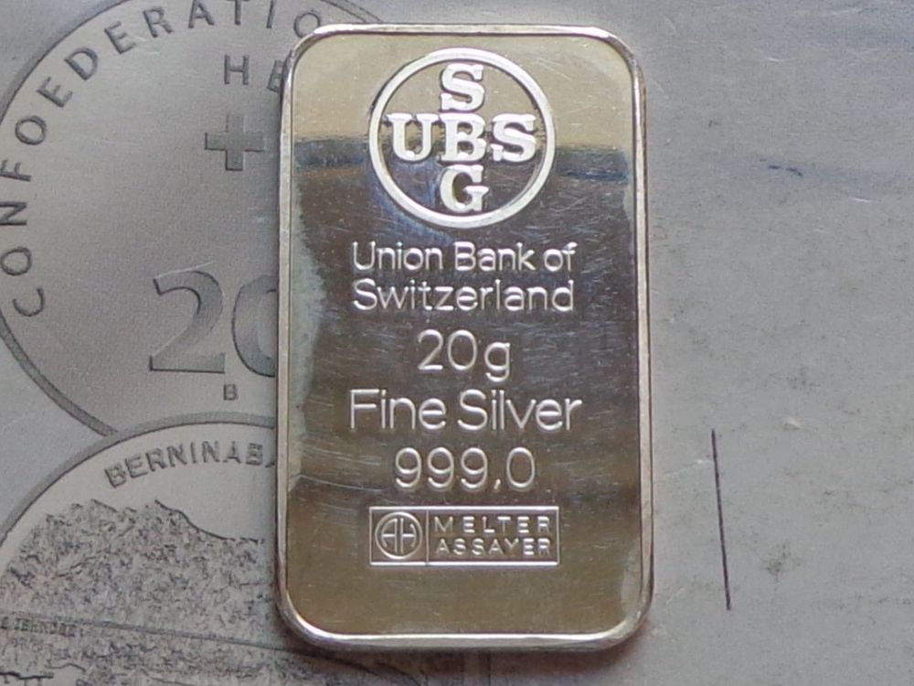 Silberbarren UBS 20 g. Fine Silver 999,0 (Gebraucht) in Pully für CHF ...