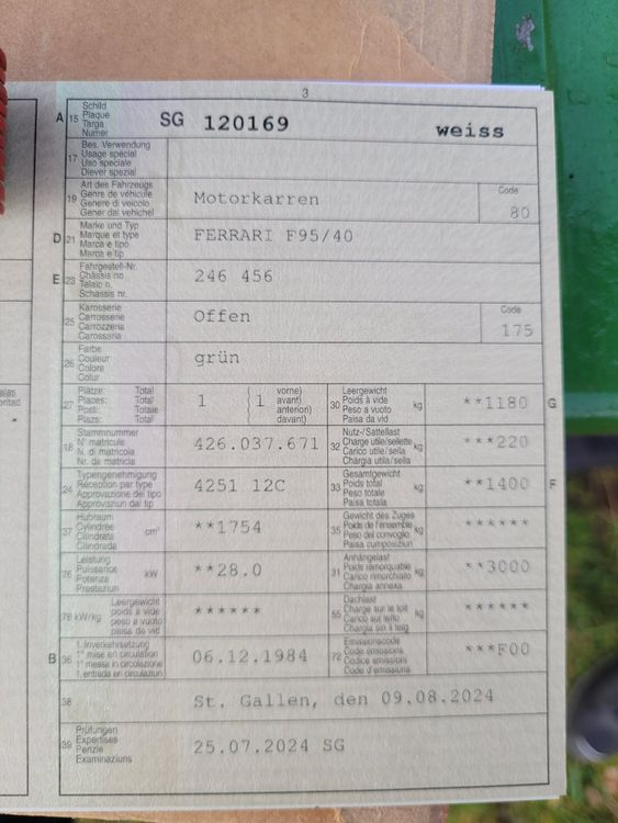 Ferrari Kleintraktor F95/40 (Gebraucht) in Mosnang für CHF 6800 – nur ...
