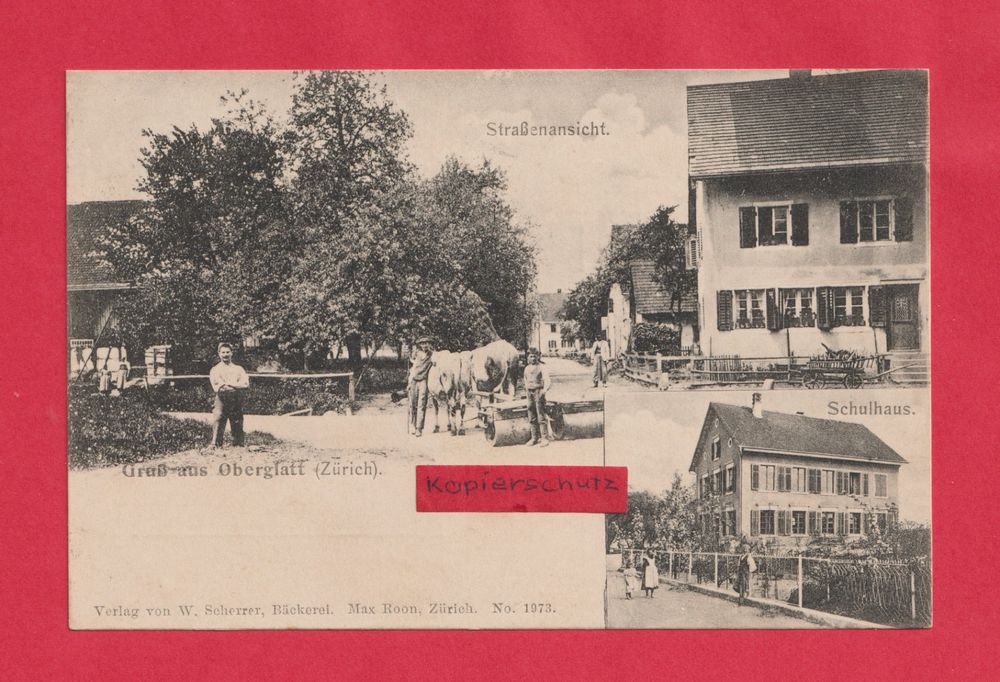 Gruss aus Oberglatt (ZH) Strassenansicht + Schulhaus (Gebraucht) in Zürich für CHF 48.5 – mit ...