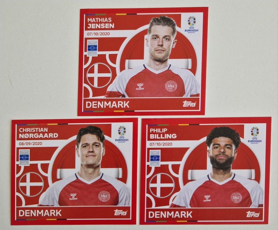 Topps UEFA Euro 2024 Sammelbilder DEN 10, DEN 11, DEN 12 (Neu (gemäss ...