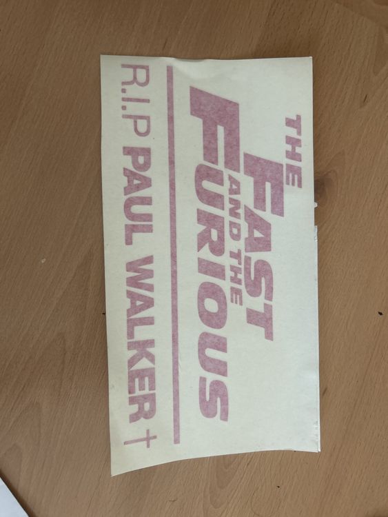 Fast and Furious Sticker R.I.P Paul Walker (Neu und originalverpackt ...