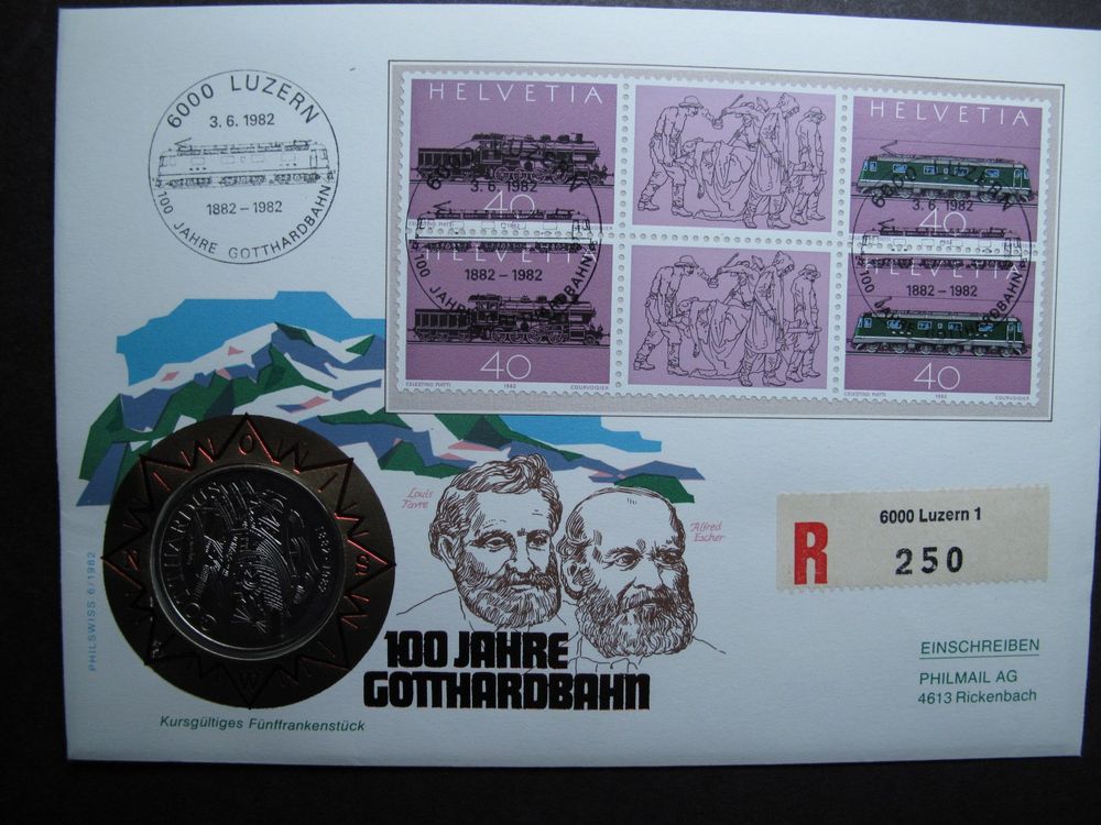 Numisbrief 100 Jahre Gotthardbahn 1982 Luzern (Gebraucht) in Wil SG für CHF 21 – mit Lieferung ...