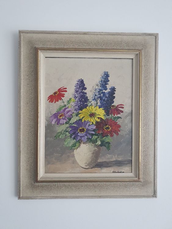 Blumenölgemälde, gerahmt, Maler F. Grieder (Gebraucht) in Mols für CHF ...